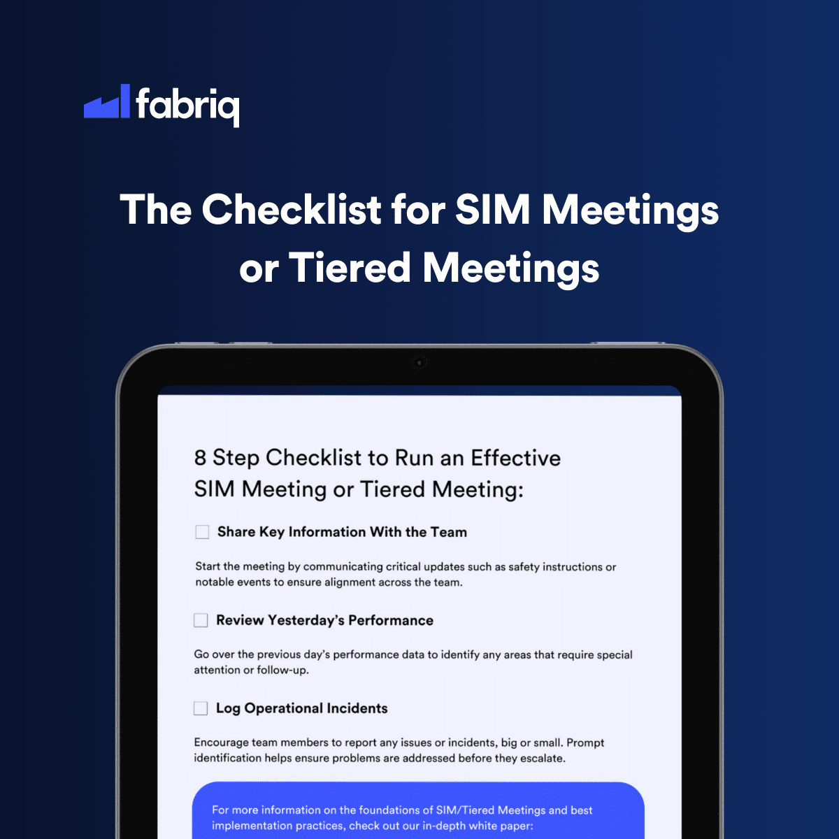 8-Step Checklist for Effective SIM or Tiered Meetings - Fabriq